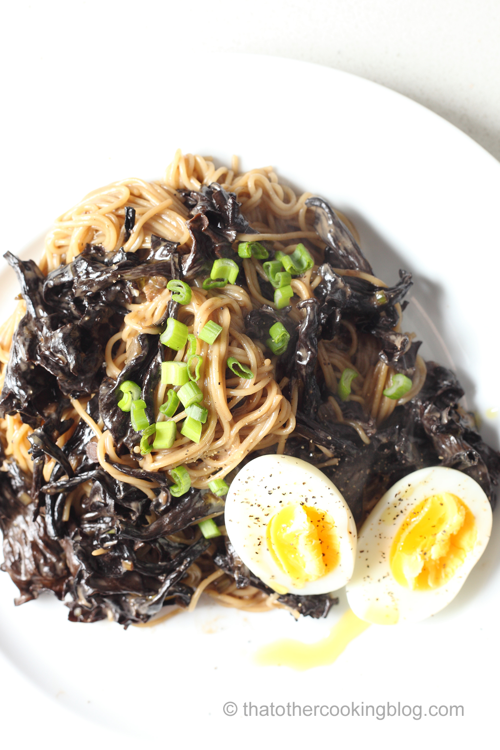 Black Trumpet Mushroom Capellini Pasta : Green Onions : Thai Fish Sauce ...